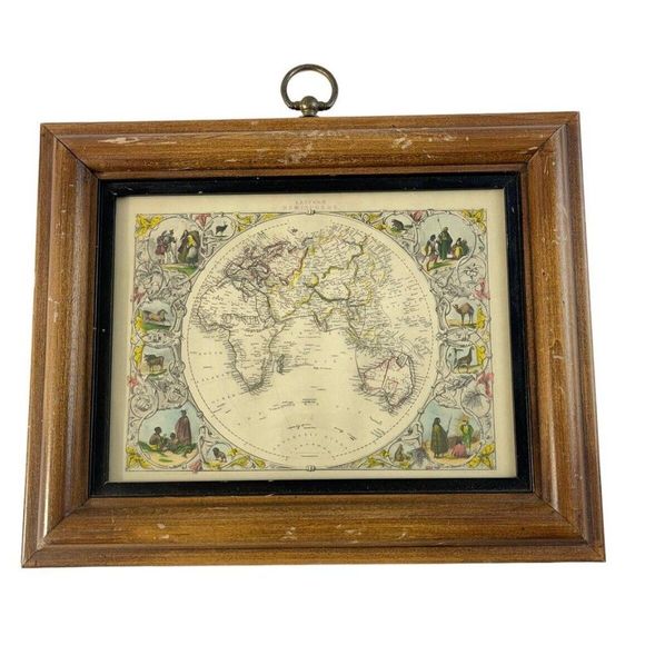 Art | Vintageeastern Hemisphere Map Framed 1x8 Inches | Poshmark
